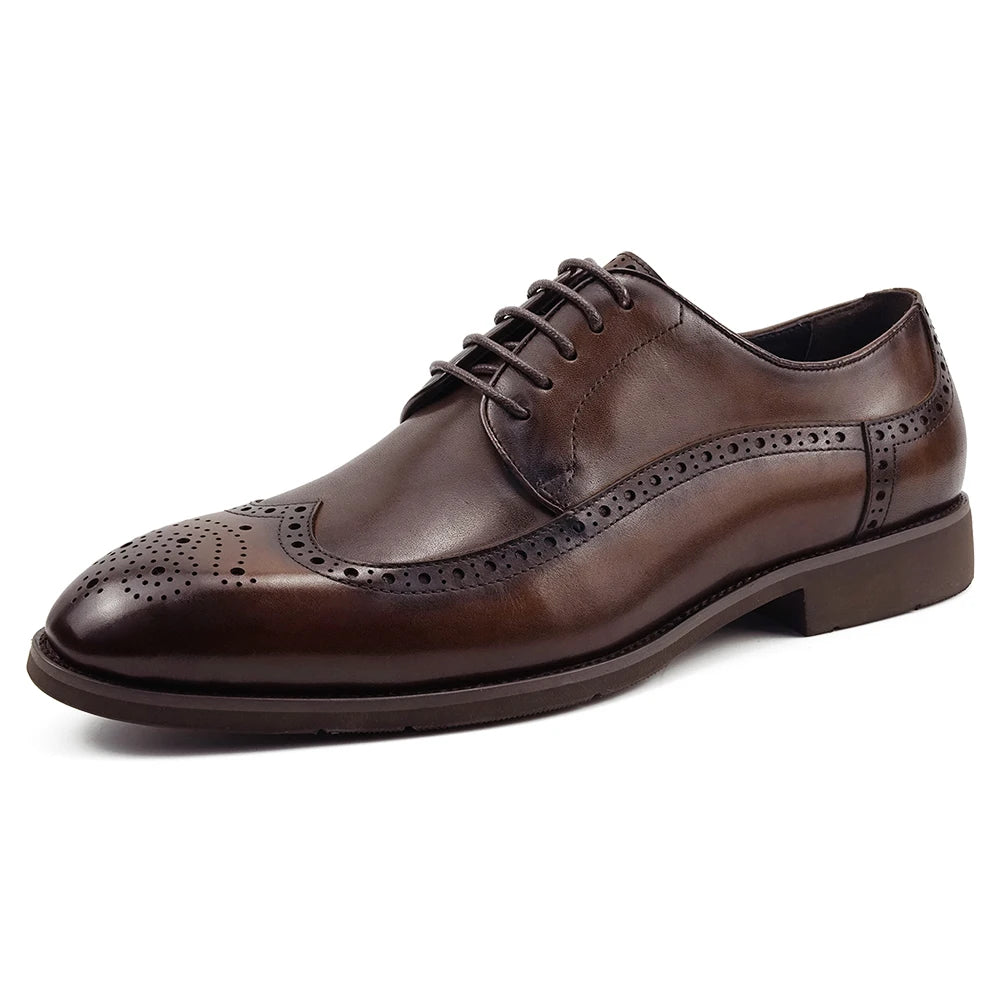 Men's Wingtip Brogue Derby Shoes - Classic Faux Leather Dress Shoes ...
