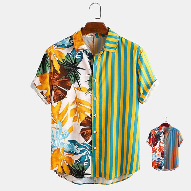 Trend4us Tropical Split Print Vacation Shirt