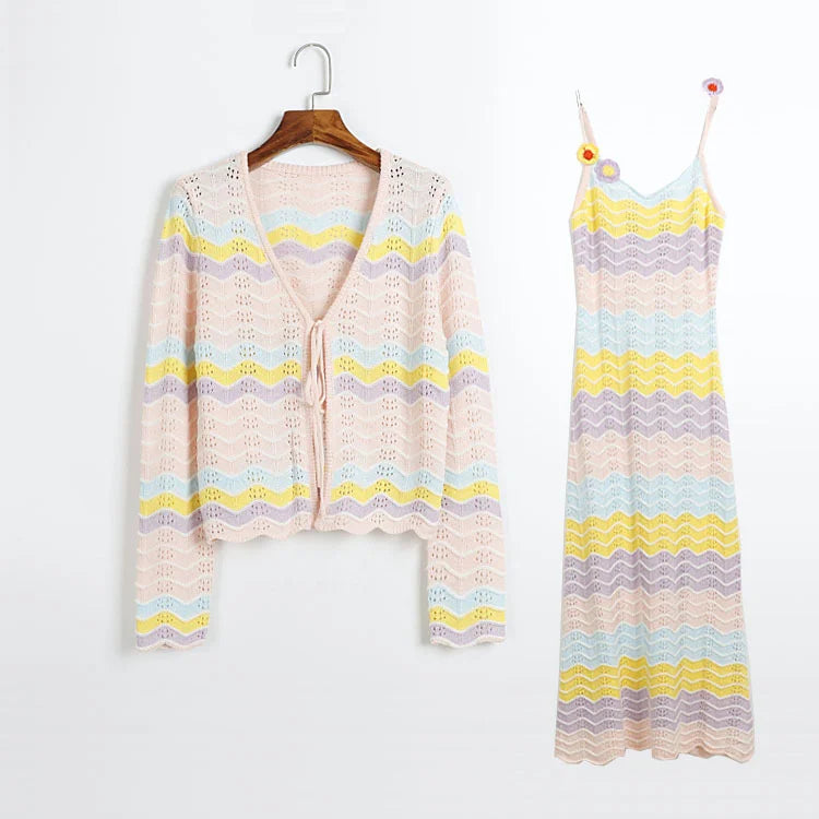 Trend4us Vintage Pastel Knit Two-Piece Set
